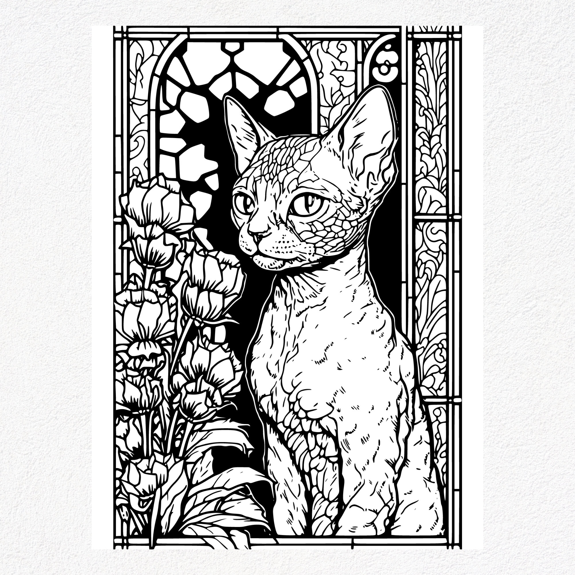 23 Devon Rex Cat Coloring Pages Feline Fantasy Stained - Etsy