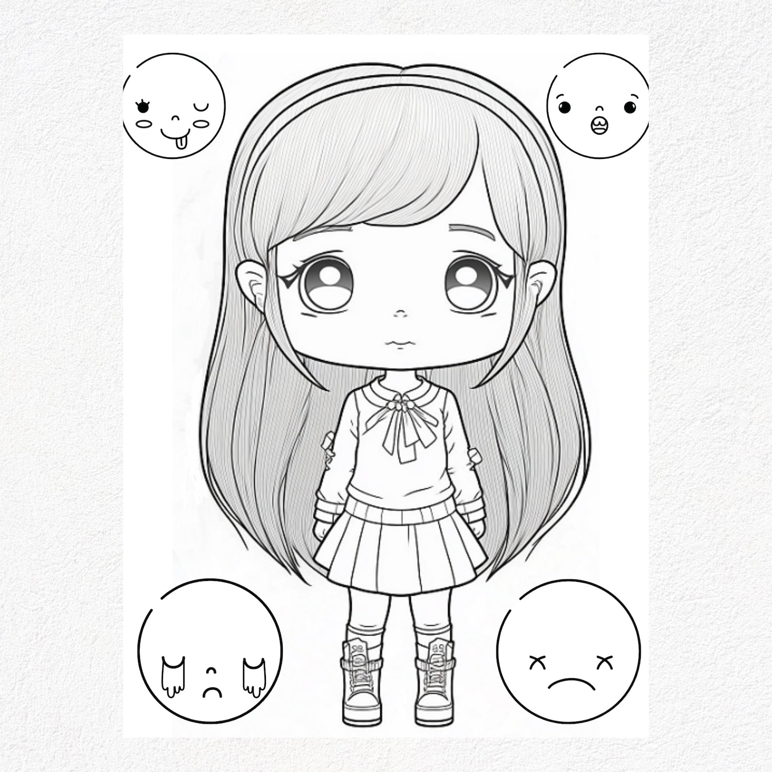 Chibi Girl Coloring Pages 20 Cute Chibi Coloring Sheets Instant ...