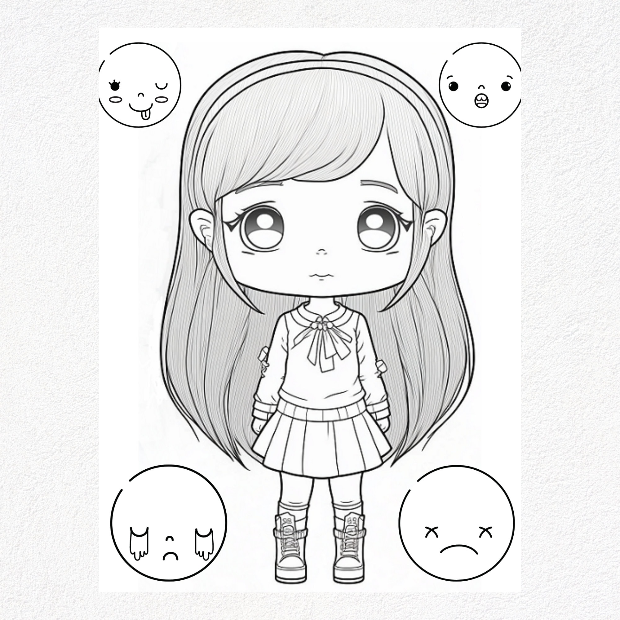 Chibi Girl Coloring Pages 20 Cute Chibi Coloring Sheets Instant ...