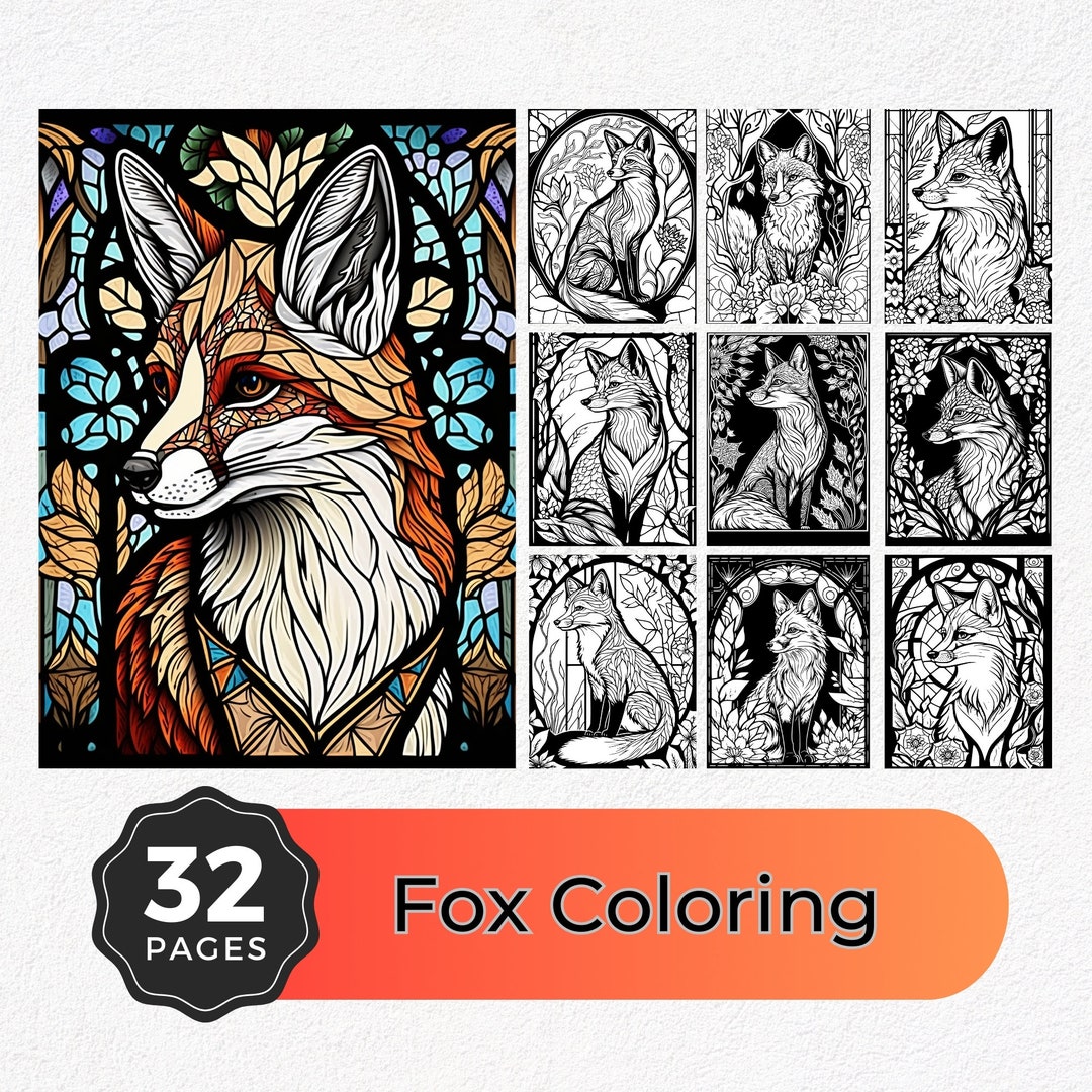 32 Fox Coloring Pages, Instant Download, Woodland Animals Coloring ...