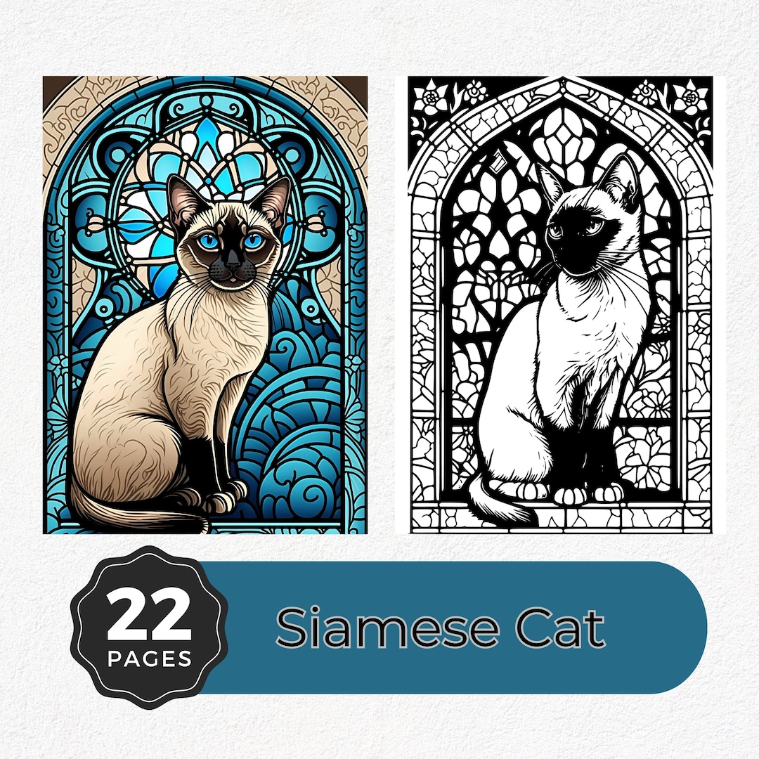 22 Siamese Cat Stained Glass Coloring Pages - Whimsical Feline Designs ...