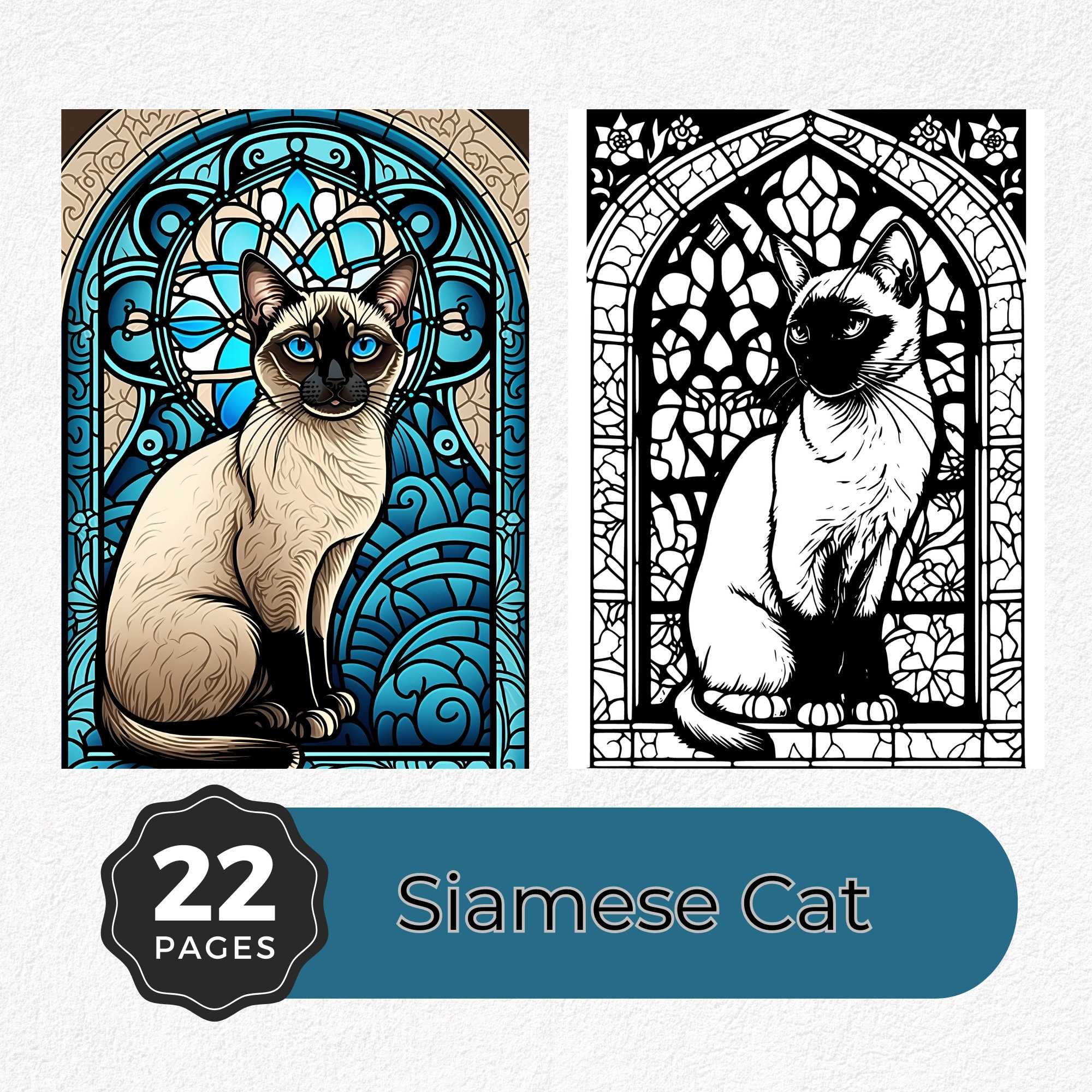 22 Siamese Cat Stained Glass Coloring Pages Whimsical Feline Designs ...