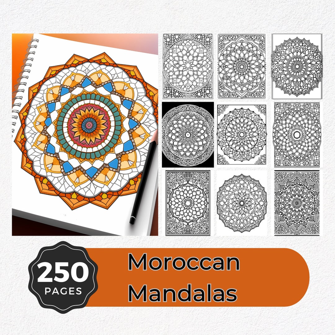 250 Moroccan Mandala Coloring Pages: Unique Designs (instant Download ...