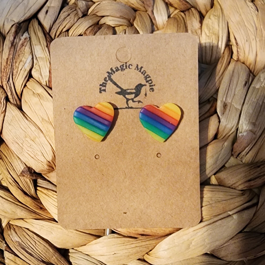 Pride Collection Rainbow Pride Colors Heart Post Earrings V2 - Etsy