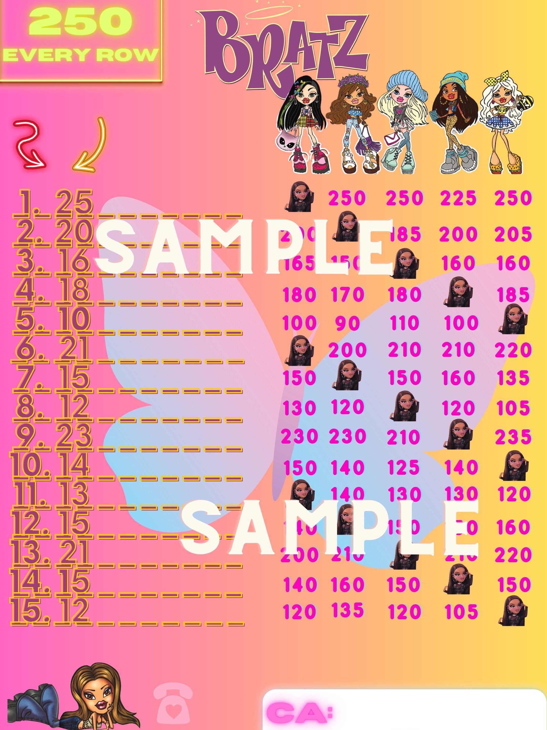 Bratz Bingo Board Etsy