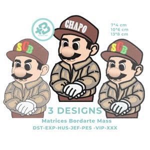 Super Chapo Bros Embroidery Design 3 Sizes Embroidery Matrix. Mario El ...