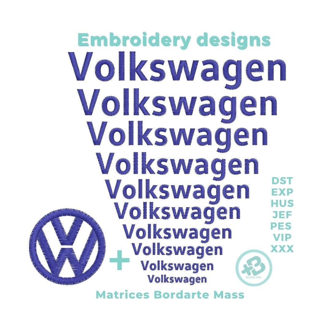 Volkswagen Embroidery Design Word Gift Mini Car Logo, Brand Name ...