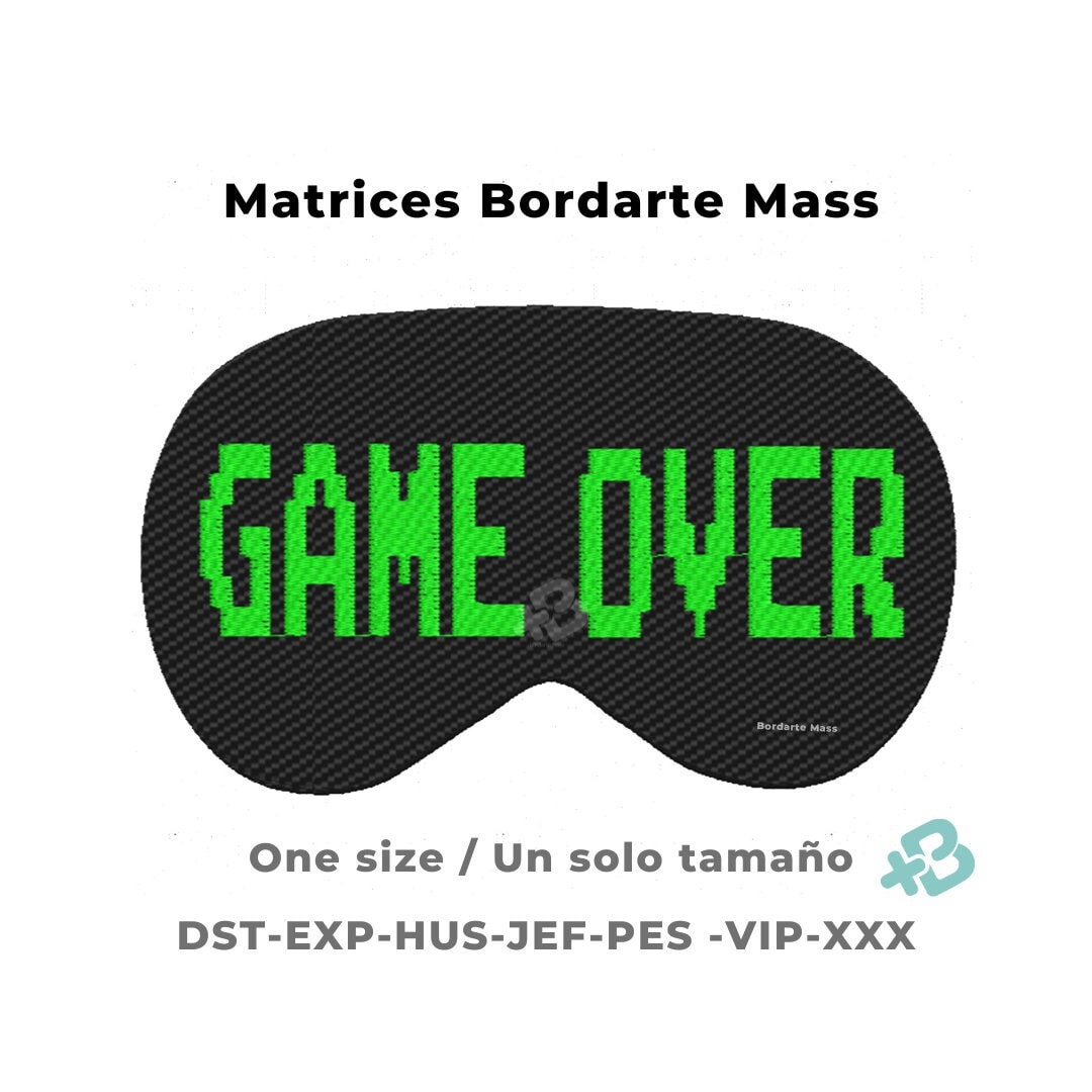 Game Over Sleeping Mask Embroidery Design, Game Over Machine Embroidery ...
