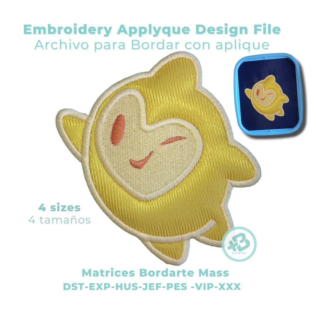 Wish Star Embroidery Design Applique, Includes 4 Sizes Various Format ...