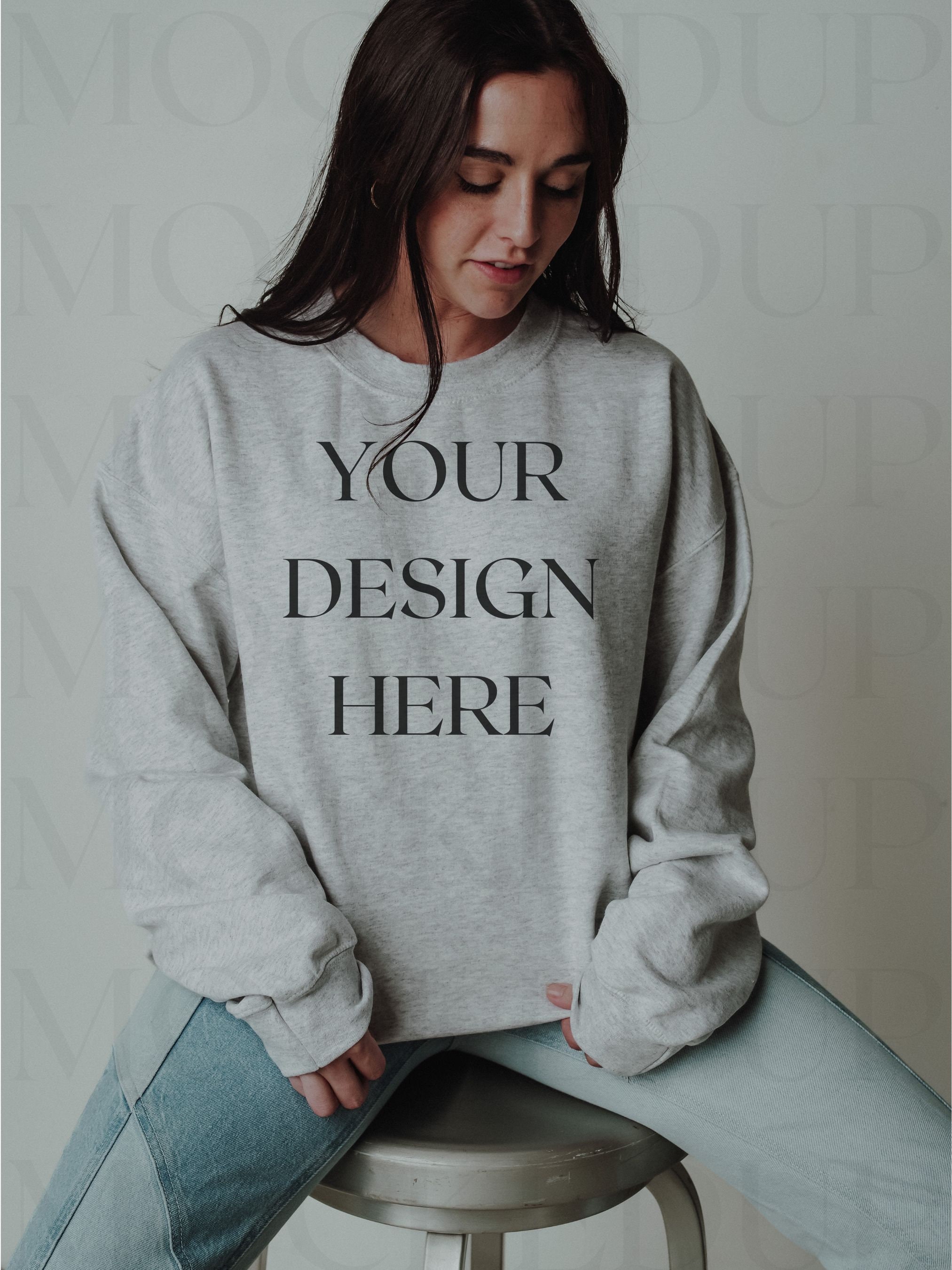 Gildan 1800 Ash Crewneck Mockup, Professional Studio Gildan Mockup ...