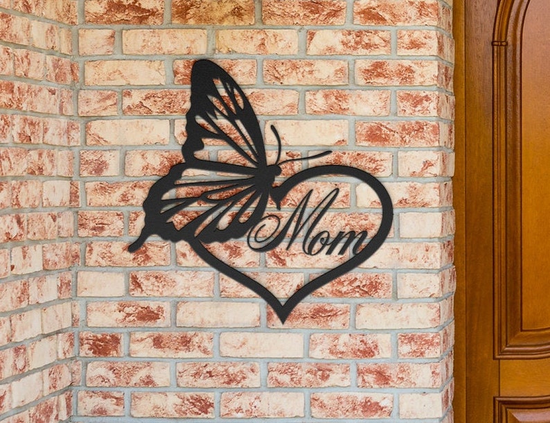 Mom in Heart With Butterfly Metal Art Decor/mother's Day Gift/birthday ...
