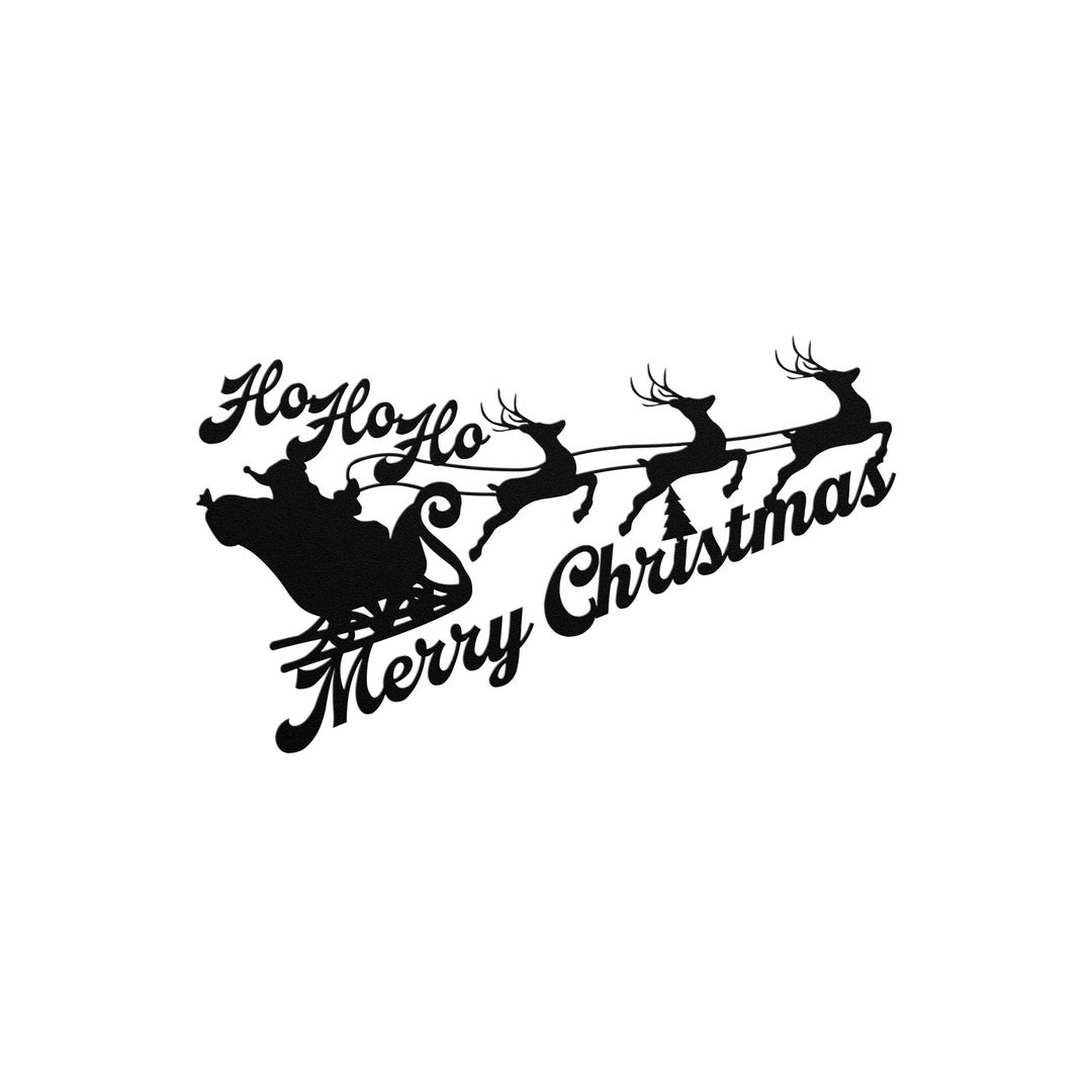 Ho Ho Ho Merry Christmas With Flying Santa Metal Wall Art - Etsy