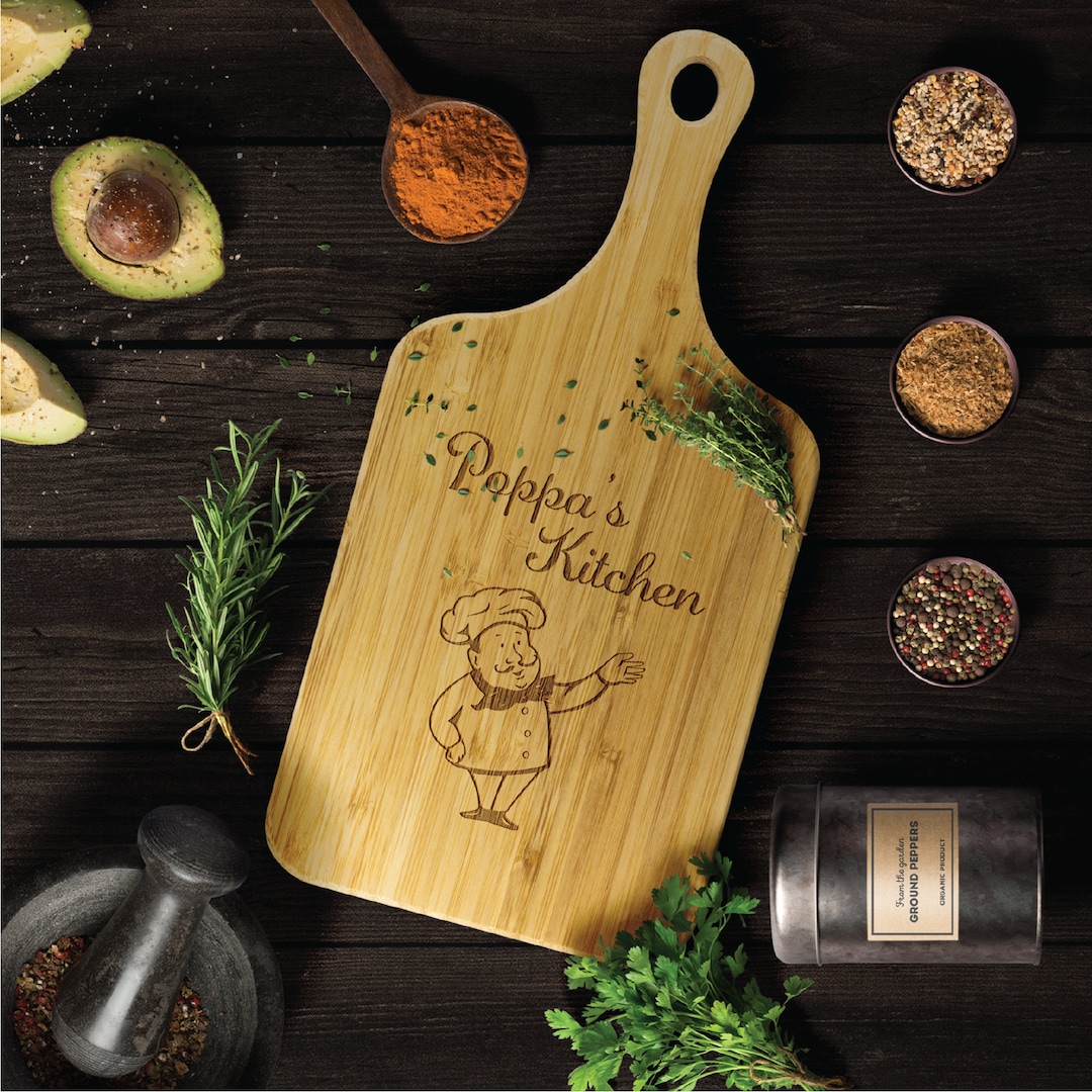 Poppa's Kitchen Wood Cutting Board With Handle/southern Grandfather ...