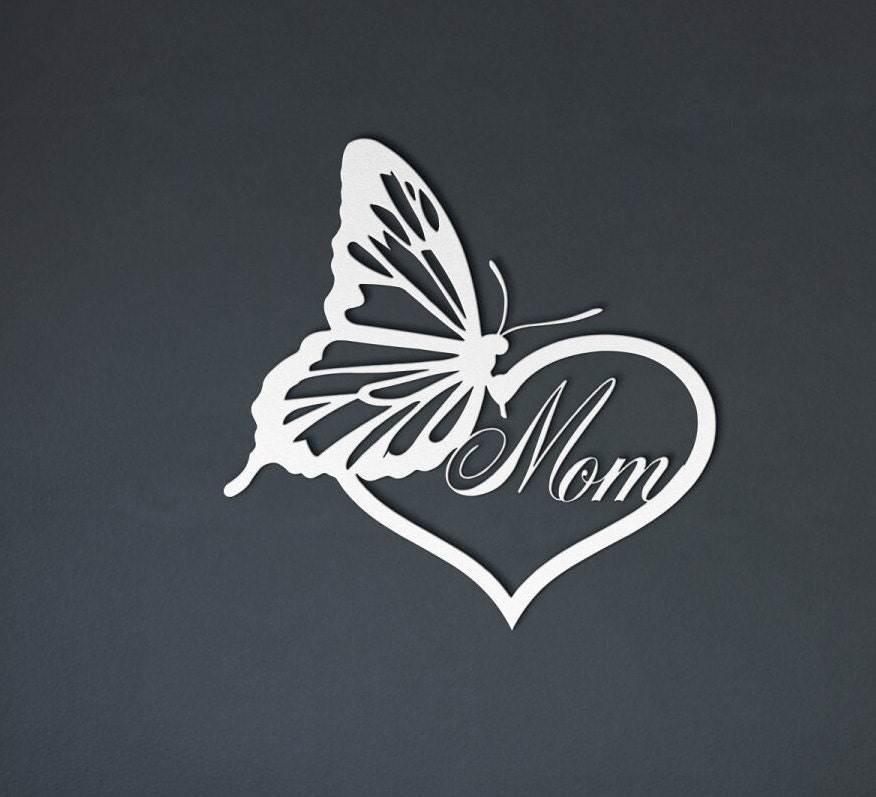 Mom in Heart With Butterfly Metal Art Decor/mother's Day Gift/birthday ...