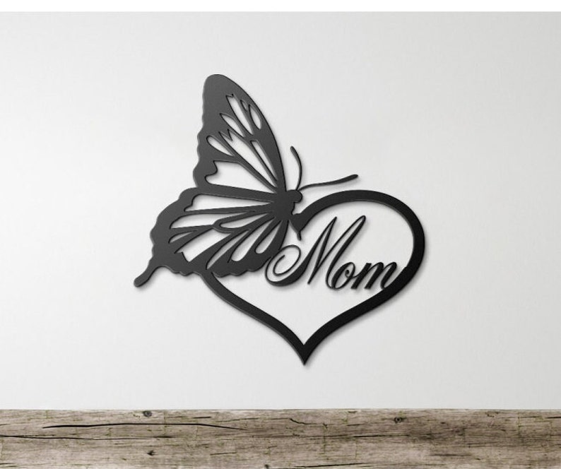 Mom in Heart With Butterfly Metal Art Decor/mother's Day Gift/birthday ...