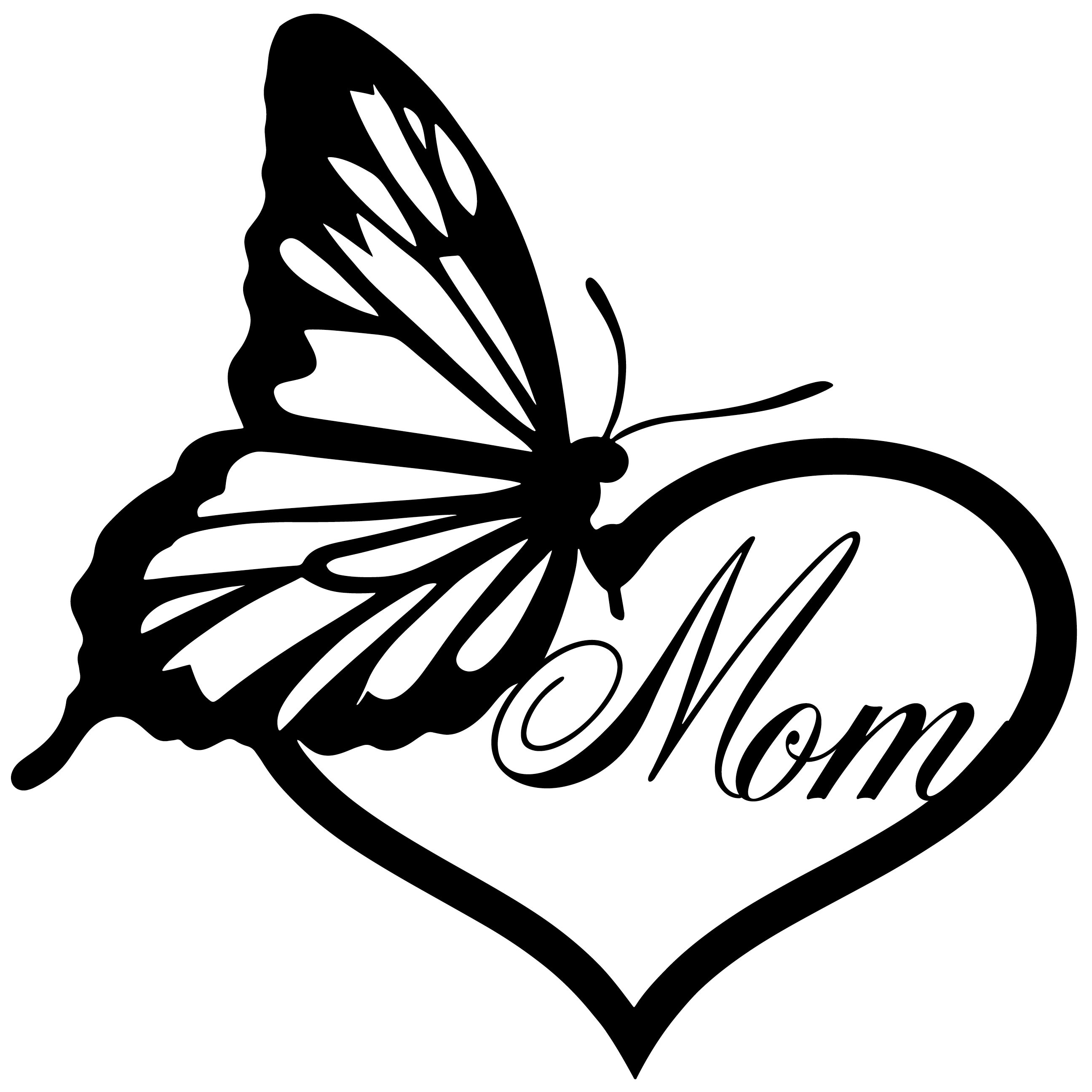 Mom in Heart With Butterfly Metal Art Decor/mother's Day Gift/birthday ...
