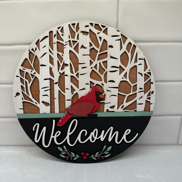 Cardinal Welcome Sign - Etsy