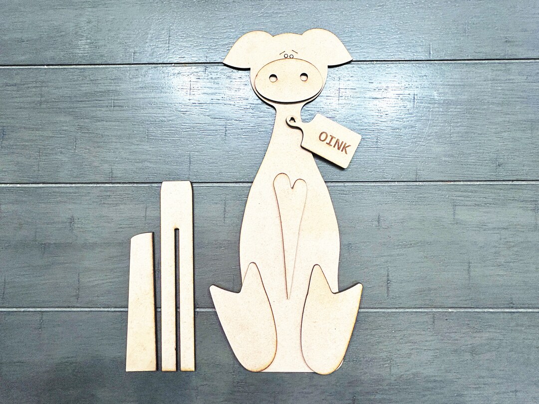 Prim Pig Shelf Sitter DIY Kit | Farmhouse Pig Decor | Rustic Porch or ...