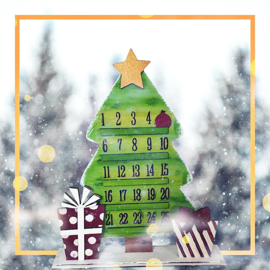 Christmas Tree Countdown Calendar DIY Kit | Wooden Advent Shelf Sitter ...