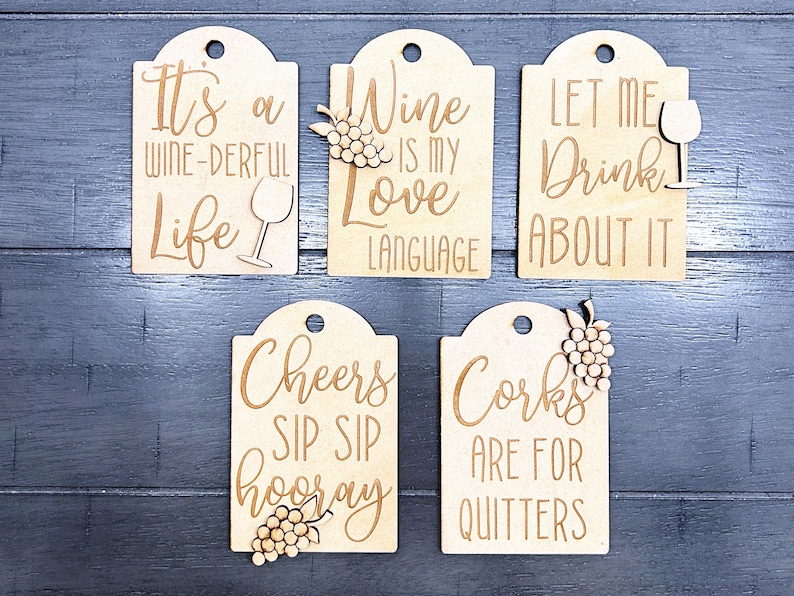 Wine Bottle Tags DIY Kit | Wood Gift Tags for Wine Bottles | Hanging ...