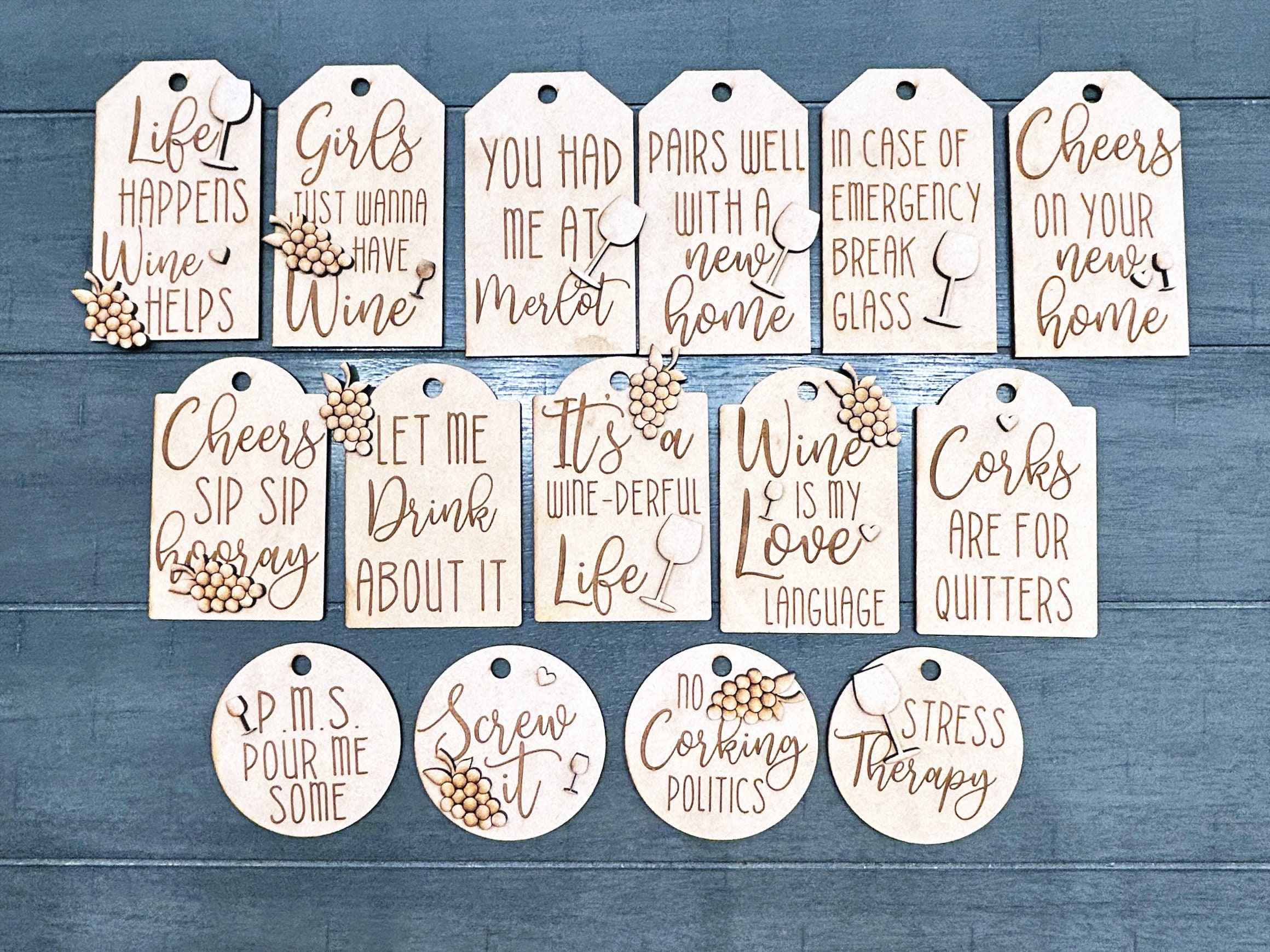 Wine Bottle Tags DIY Kit | Wood Gift Tags for Wine Bottles | Hanging ...
