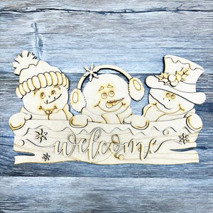 Snowman Welcome Sign - Winter - Shelf Sitter - Door Hanger - Wood ...