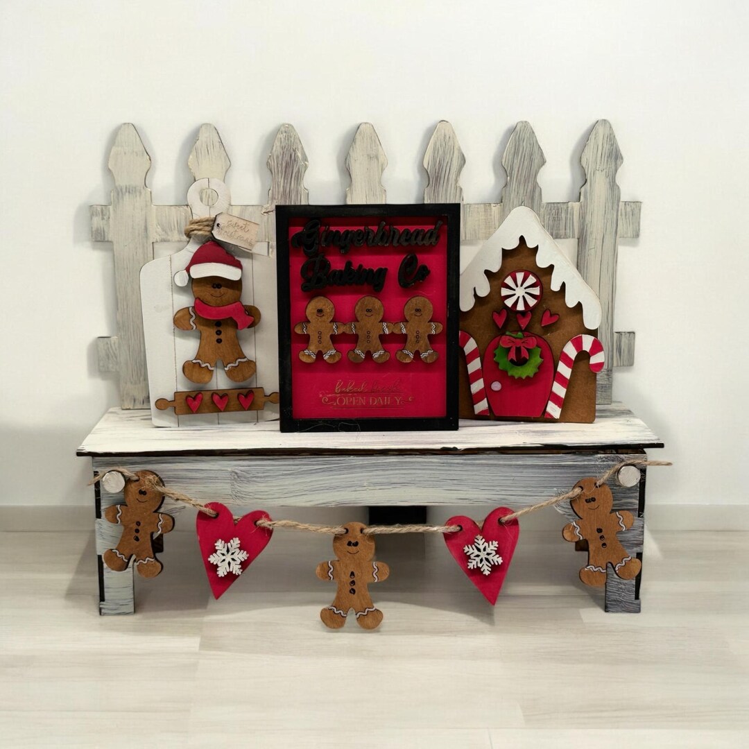 Tier Tray Bench - Gingerbread Addon - Wood Cutout - DIY Craft Kit - Etsy