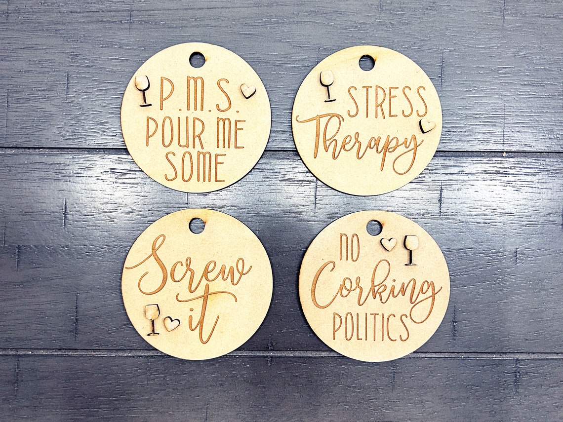Wine Bottle Tags DIY Kit | Wood Gift Tags for Wine Bottles | Hanging ...