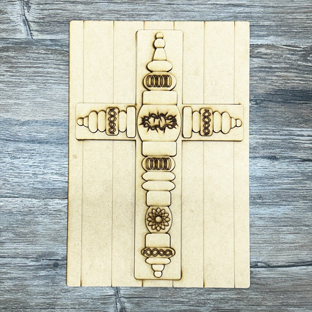 Spindle Cross - 3 Spindles - Holy Cross - Laser Wood Cutout - DIY Craft ...