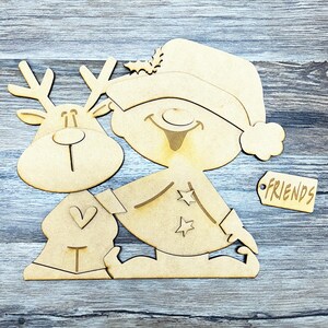 Elf & Reindeer Christmas Shelf Sitter Wood Cutout DIY Craft Kit - Etsy