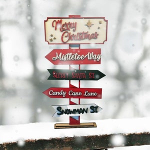 Christmas Directional Sign - Merry Christmas Sign - Christmas - Shelf ...