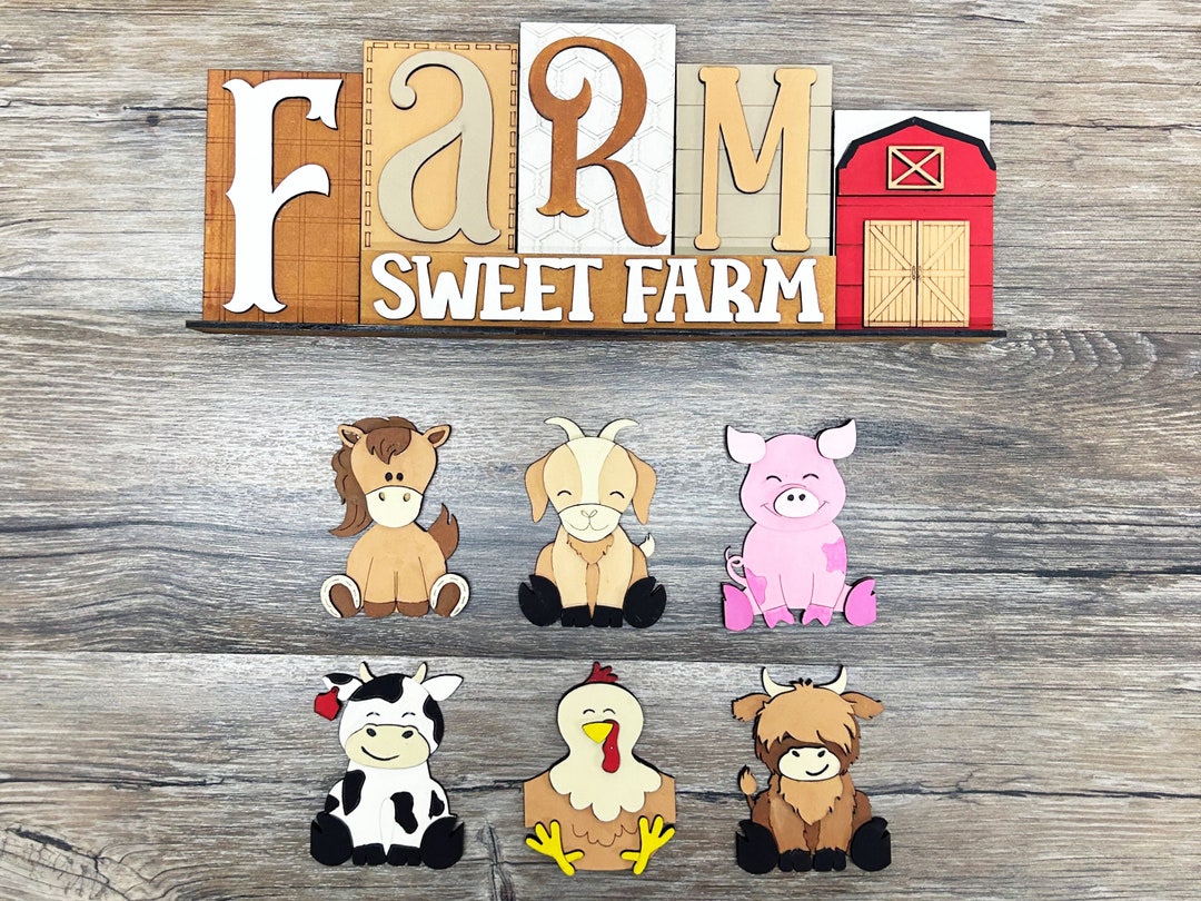 Farm - Farm Animals - Barn - Word Blocks Set - Wood Cutouts - Crafts ...
