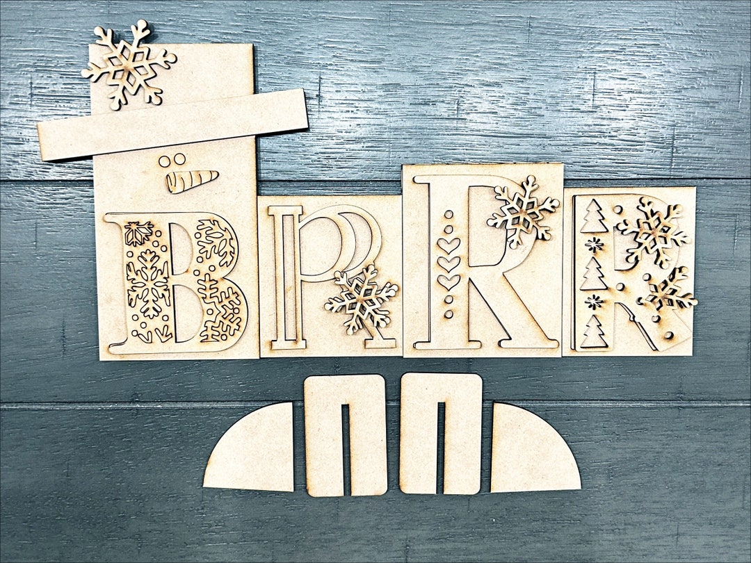 Brrr Snowman Word Block Sign Kit | Winter Shelf Decor DIY | Snowflake ...