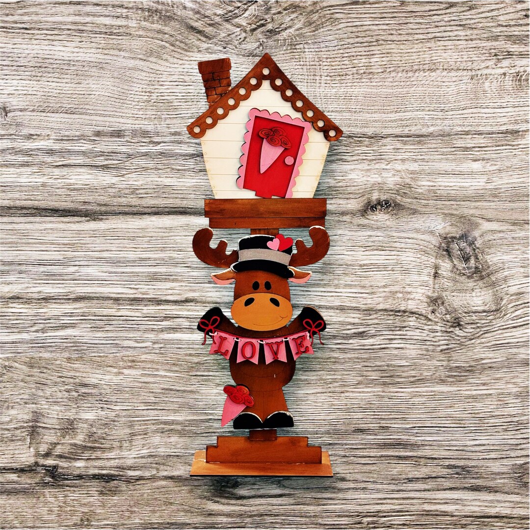Valentine Moose Birdhouse Add-on | DIY Love Banner & Roses Shelf Decor ...