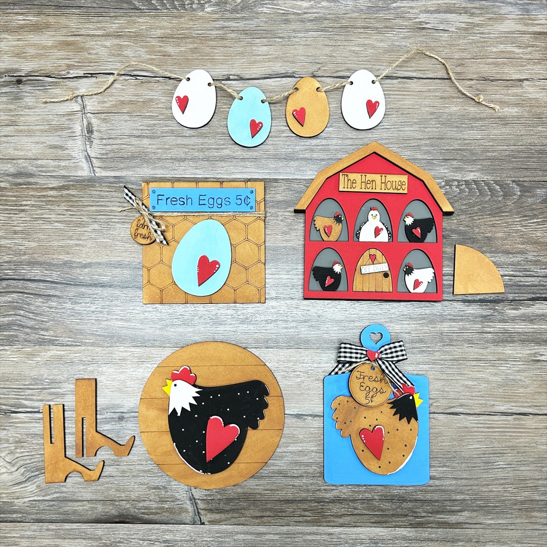 Chicken Farm Barn Tier Tray Wood Cutouts DIY Craft Kit - Etsy