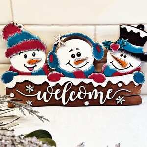 Snowman Welcome Sign - Winter - Shelf Sitter - Door Hanger - Wood ...
