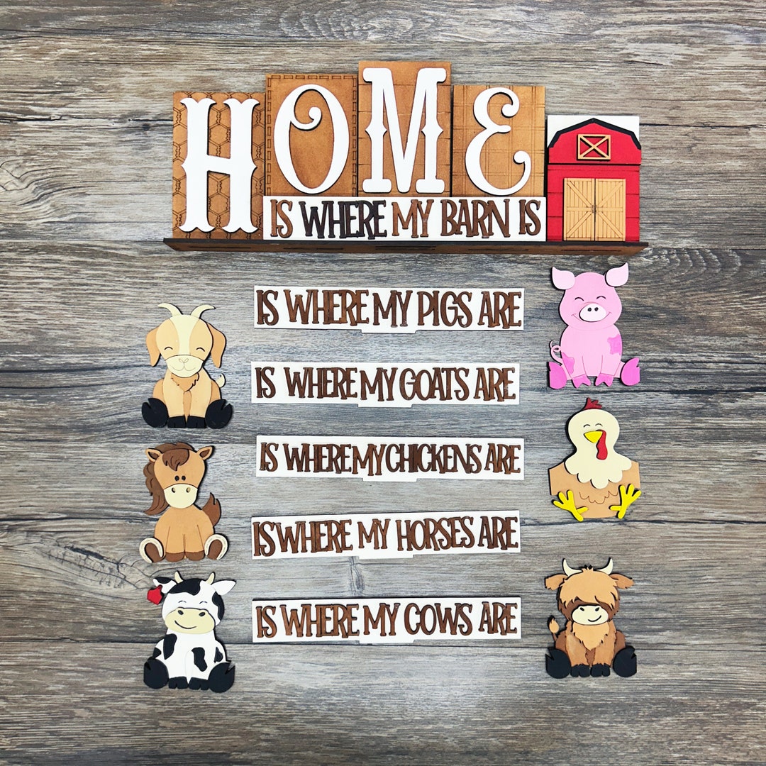 Home is Where - Farm - Farm Animals - Word Blocks Set - Wood Cutouts ...