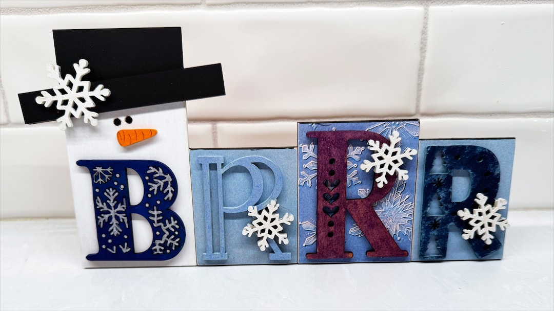 Brrr Snowman Word Block Sign Kit | Winter Shelf Decor DIY | Snowflake ...