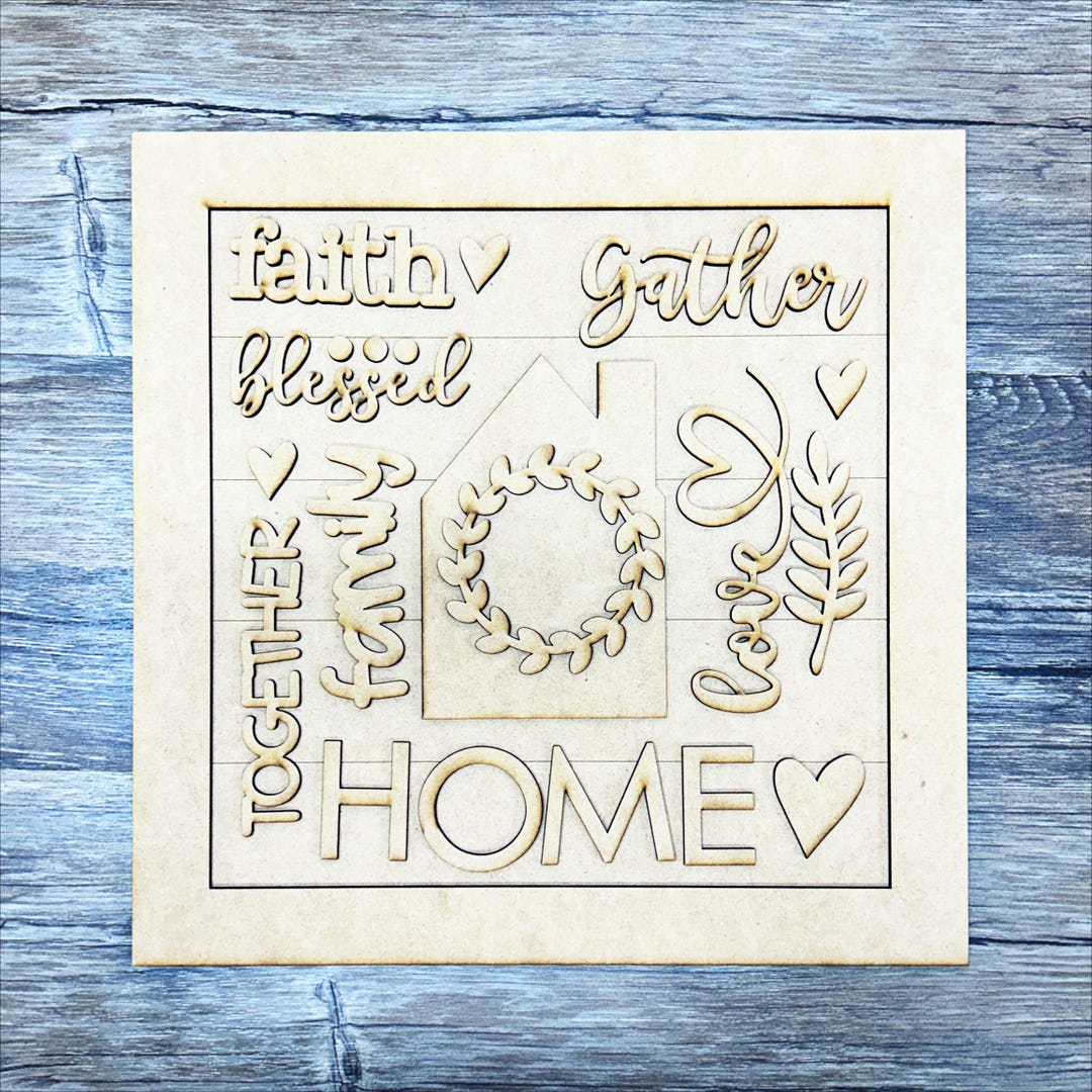 Home Word Collage DIY Sign Kit | Shiplap Style Family Quote Decor ...