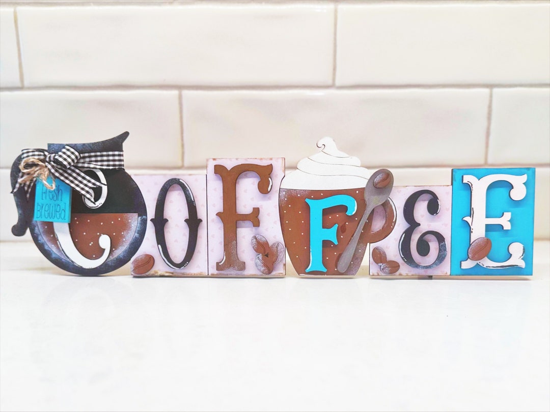 Coffee Bar DIY Sign Kit | Coffee Pot & Espresso Cutout | Wood Shelf ...