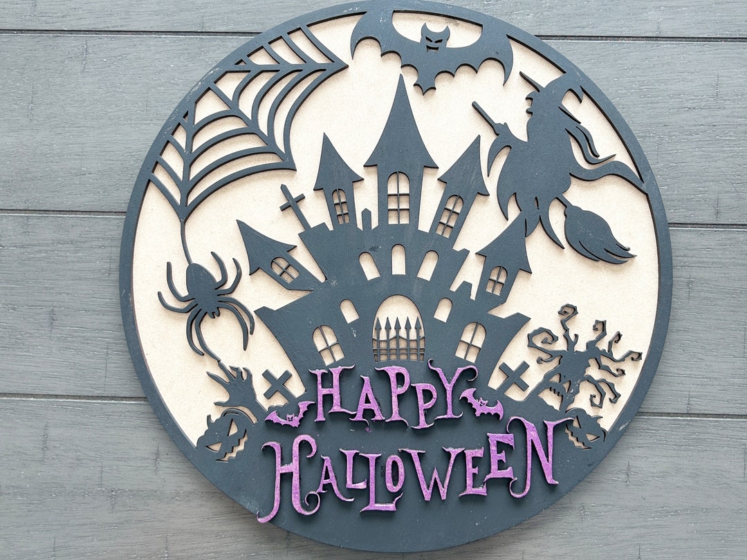 Happy Halloween - Spooky Round - Wood Cutout - Holiday Crafts - DIY ...