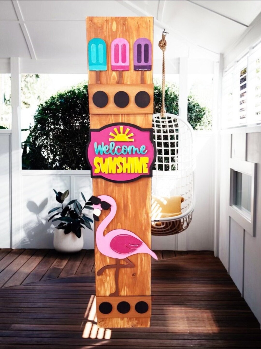 Porch Leaner - Summer Flamingo Add-on Kit - Interchangeable - Welcome ...