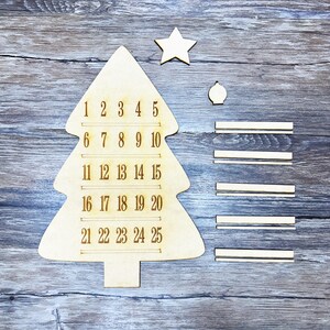 Christmas Tree Countdown Calendar DIY Kit | Wooden Advent Shelf Sitter ...
