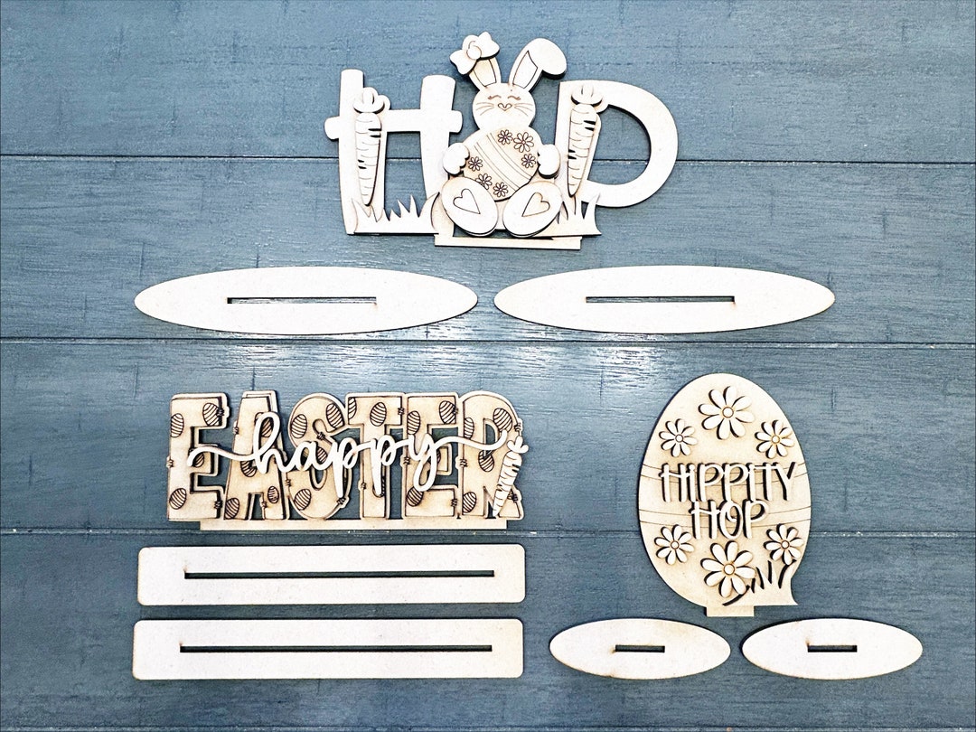 Easter Trio Shelf Sitter Kit | HOP Bunny, Happy Easter & Egg Signs ...