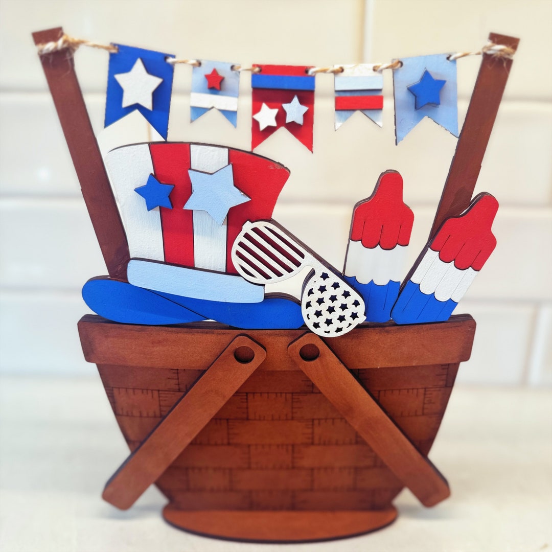 4th of July Add-on | Patriotic Insert for Farmhouse Basket, Wagon ...