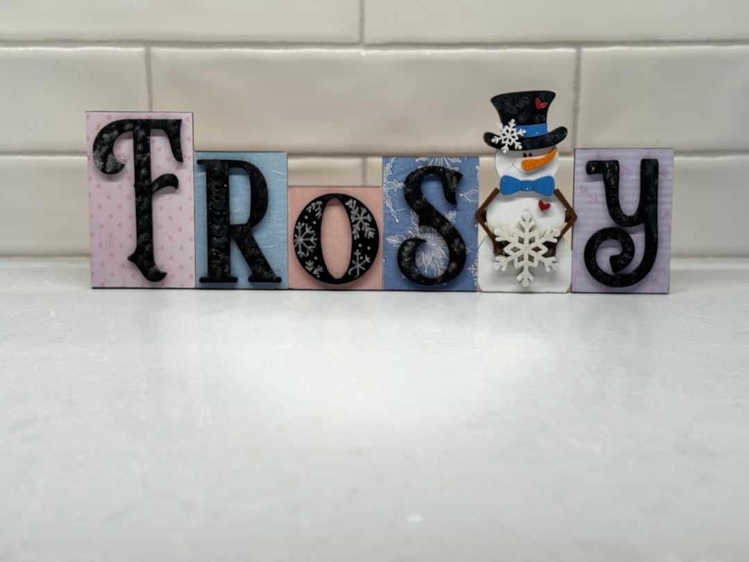 Frosty Word Block Sign Kit | DIY Snowman Shelf Sitter | Winter Letter ...