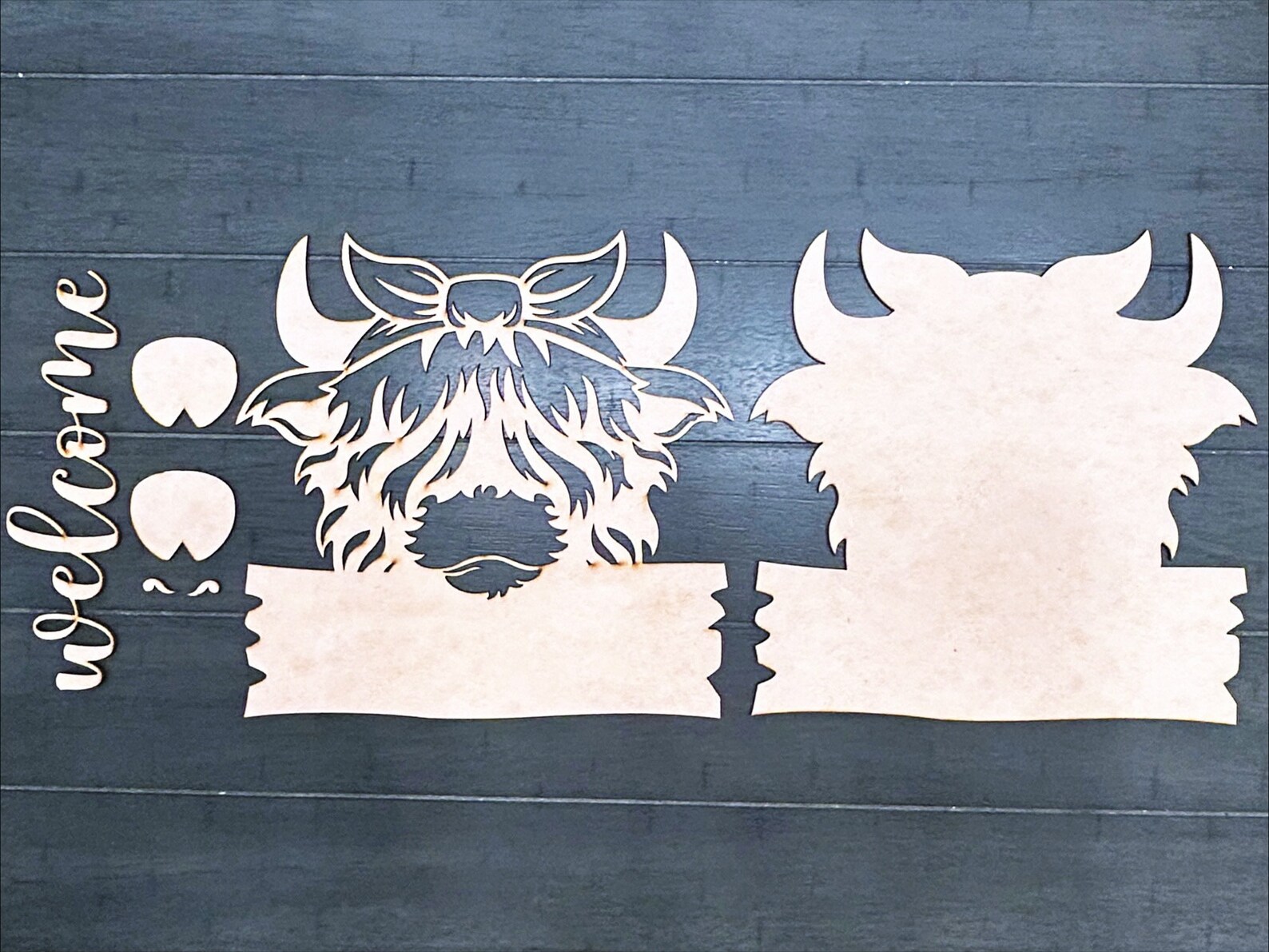 Highland Cow Welcome Sign Kit | DIY Door Hanger | Farmhouse Cow Wall ...