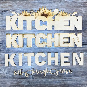 Kitchen Sunflower Sign DIY Kit | Eat Laugh Love Shelf Sitter or Wall ...