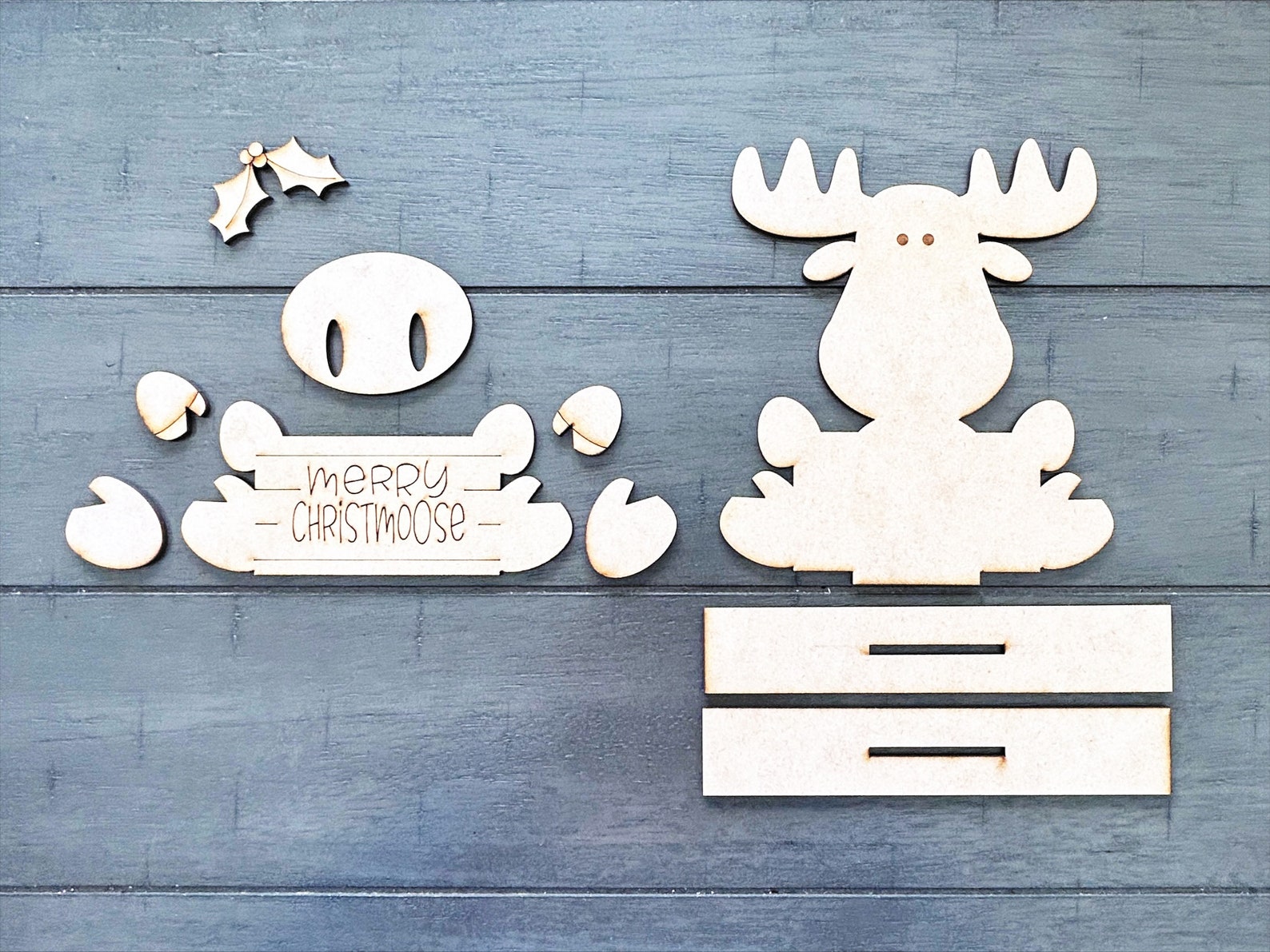 Merry Christmas Christmas Moose Shelf Sitter Wood Cutout DIY Craft Kit ...