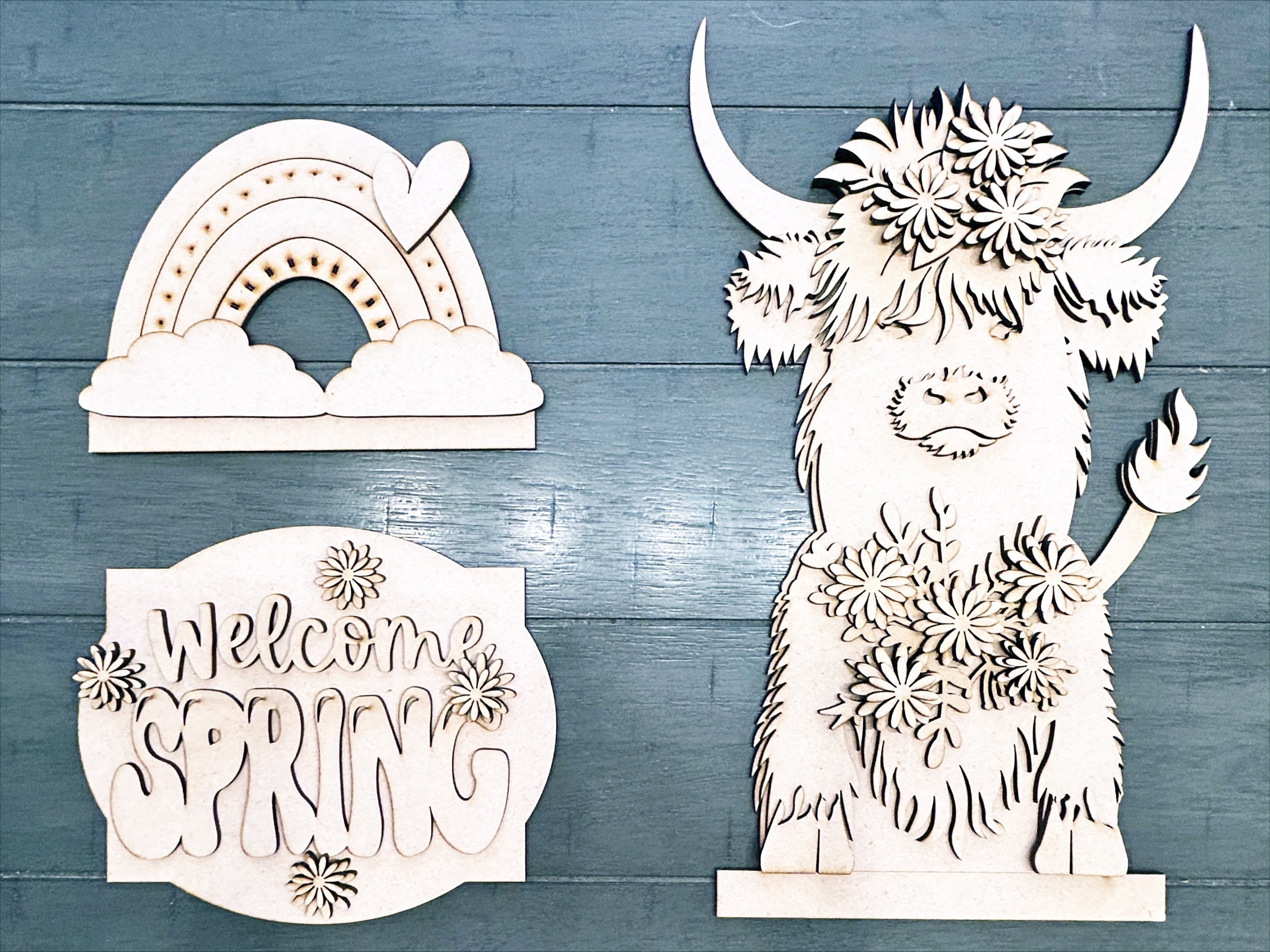 Porch Leaner Welcome Spring Highland Cow Add-on Kit Interchangeable ...